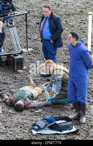 Silent Witness Films on the banks of the Thames in London Stock Photo ...