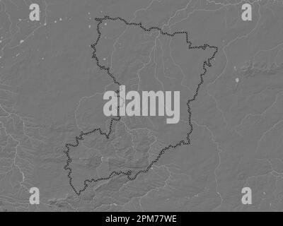 Rivne, region of Ukraine. Bilevel elevation map with lakes and rivers ...