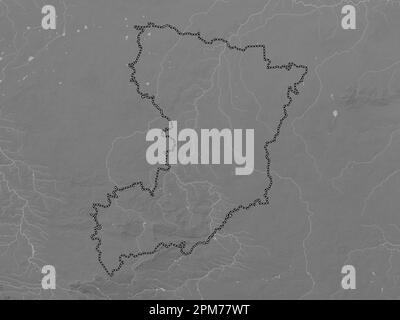 Rivne, region of Ukraine. Grayscale elevation map with lakes and rivers ...