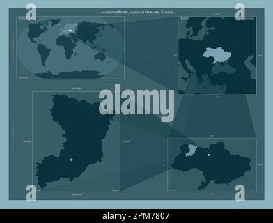 Rivne, region of Ukraine. Diagram showing the location of the region on ...