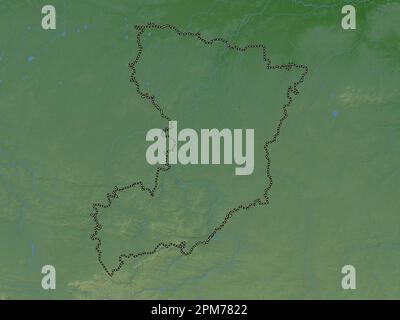 Rivne, region of Ukraine. Colored elevation map with lakes and rivers ...