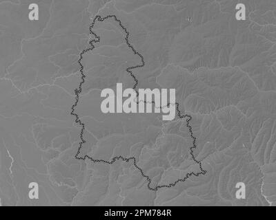 Sumy, region of Ukraine. Grayscale elevation map with lakes and rivers ...