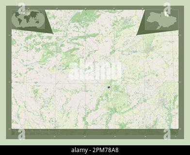 Sumy, region of Ukraine. Open Street Map. Locations and names of major ...