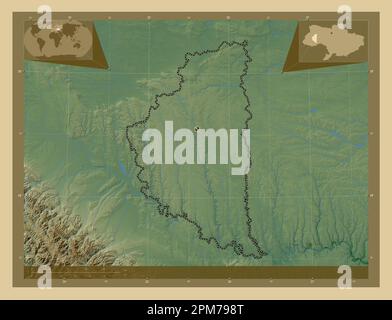 Ternopil', region of Ukraine. Colored elevation map with lakes and ...