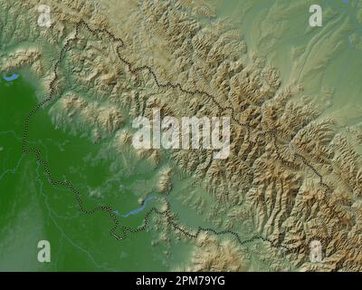 Transcarpathia, region of Ukraine. Colored elevation map with lakes and ...