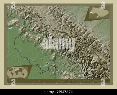 Transcarpathia, region of Ukraine. Colored elevation map with lakes and ...