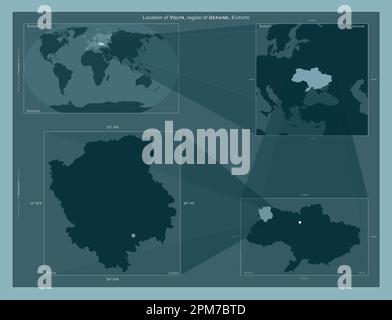 Volyn, region of Ukraine. Diagram showing the location of the region on ...