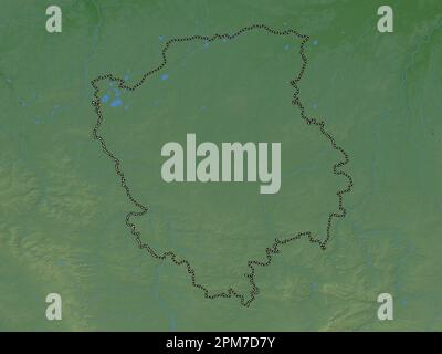 Volyn, region of Ukraine. Colored elevation map with lakes and rivers ...