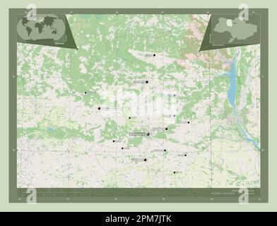 Zhytomyr, region of Ukraine. Open Street Map. Locations of major cities ...