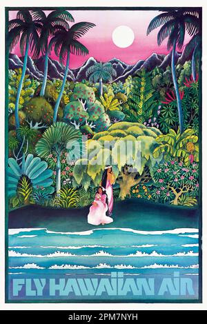 Fly Hawaiian Air by Freya Tanz (dates unknown). Poster published in the ...