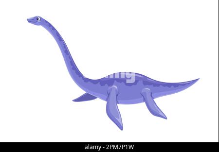 Cartoon elasmosaurus dinosaur character. Isolated vector plesiosaur of ...