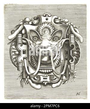 Frans Huys (engraver) after Cornelis Floris II - Mask with dishes ...