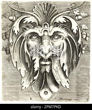 Frans Huys (engraver) after Cornelis Floris II - Mask with dishes ...