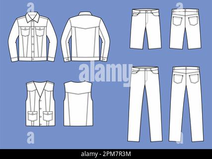 Mans jean jacket and jeans. Front and back Stock Vector Image & Art - Alamy