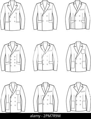 Blazer jacket suit technical fashion illustration with long sleeves ...