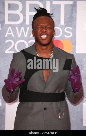 KSI attends The BRIT Awards 2022 at the O2 arena in London Stock Photo ...