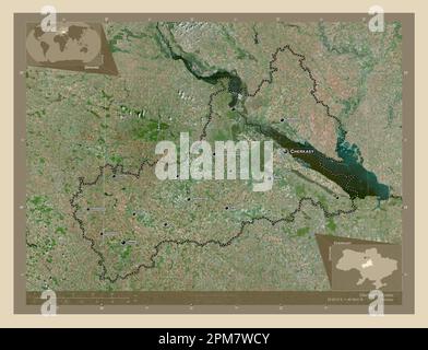 Cherkasy, region of Ukraine. High resolution satellite map. Corner ...