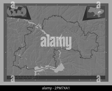 Dnipropetrovs'k, region of Ukraine. Bilevel elevation map with lakes ...