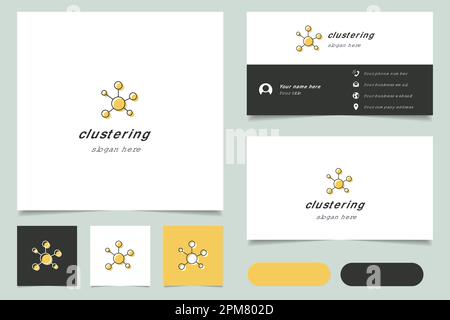 Clustering logo design with editable slogan. Branding book and business ...