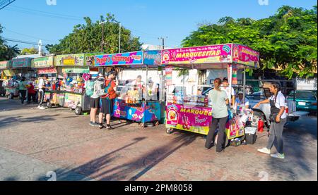 Cancun, Quintana Roo, Mexico,The stands of Marquesita that is a mexican ...