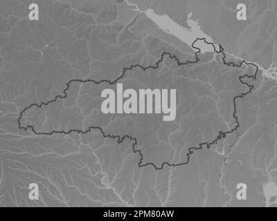 Kirovohrad, region of Ukraine. Grayscale elevation map with lakes and ...