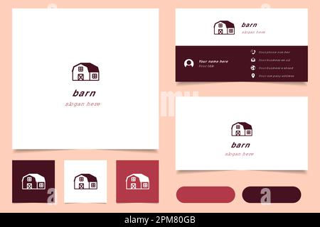 Barn logo design with editable slogan. Branding book and business card ...