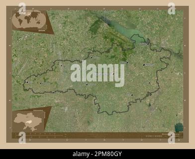 Kirovohrad, region of Ukraine. Low resolution satellite map. Locations ...