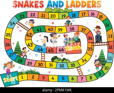 Snakes and ladders board game template illustration Stock Vector Image ...