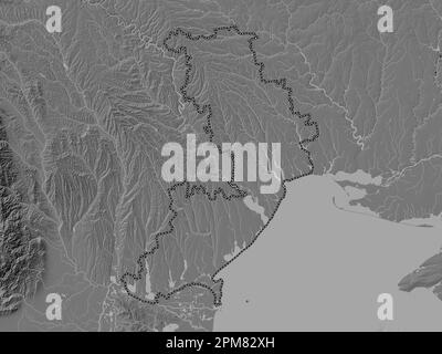 Odessa, region of Ukraine. Bilevel elevation map with lakes and rivers ...