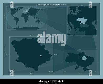 Poltava, region of Ukraine. Diagram showing the location of the region ...