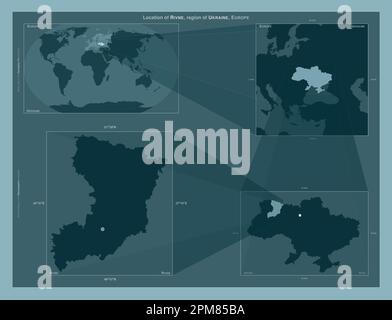 Rivne, region of Ukraine. Diagram showing the location of the region on ...