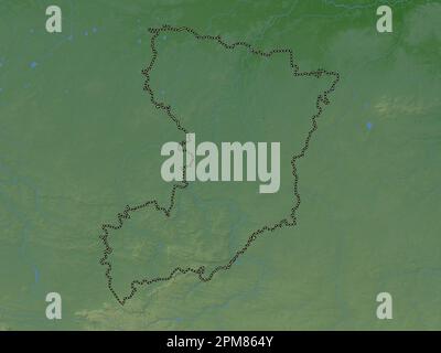 Rivne, region of Ukraine. Colored elevation map with lakes and rivers ...