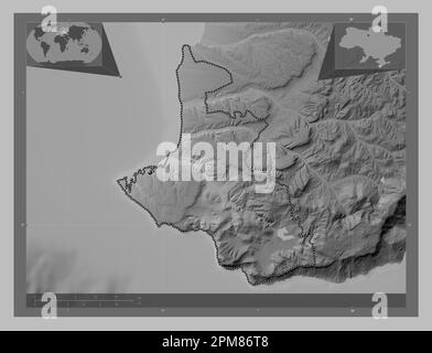 Sevastopol', autonomous republic of Ukraine. Grayscale elevation map ...