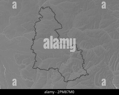 Sumy, region of Ukraine. Grayscale elevation map with lakes and rivers ...