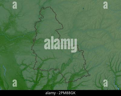 Sumy, region of Ukraine. Colored elevation map with lakes and rivers ...