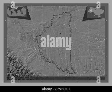 Ternopil', region of Ukraine. Bilevel elevation map with lakes and ...