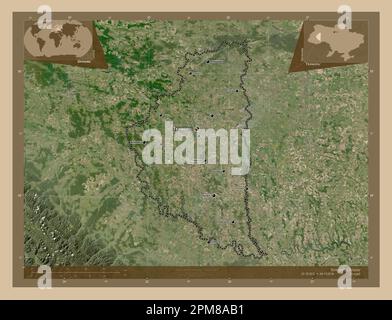Ternopil', region of Ukraine. Low resolution satellite map. Locations ...