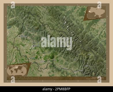 Transcarpathia, region of Ukraine. Low resolution satellite map ...
