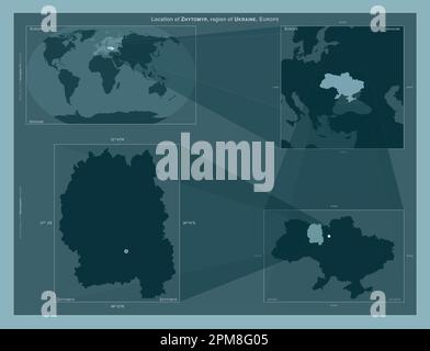 Zhytomyr, region of Ukraine. Diagram showing the location of the region ...