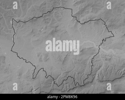 London, region of United Kingdom. Grayscale elevation map with lakes ...