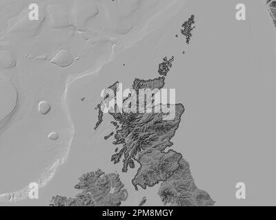Scotland, region of United Kingdom. Bilevel elevation map with lakes ...