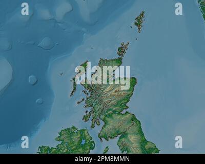 Scotland, region of United Kingdom. Elevation map colored in wiki style ...