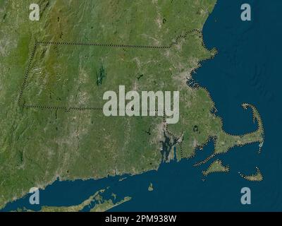 Massachusetts, state of United States. Satellite imagery. Shape ...
