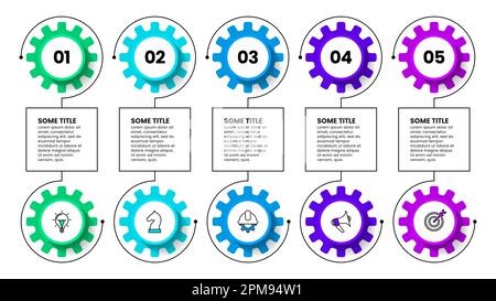Gear, cogwheel vector icons, infographic template, set of flat design ...