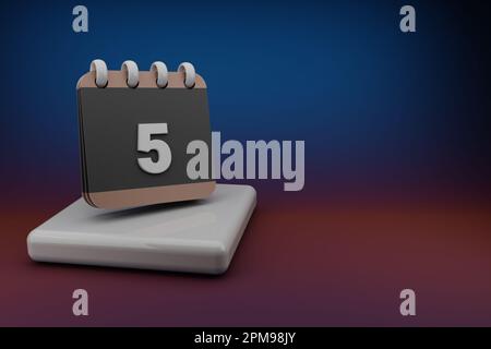 Standing black and red month lined desk calendar with date 12. Modern ...