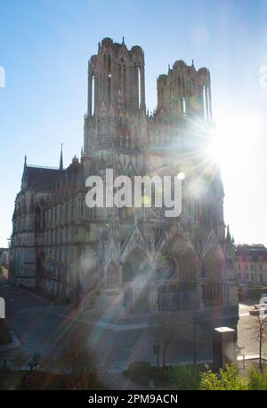 Sunset ariel view of Reims Cathedral Stock Photo - Alamy