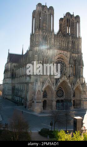 Sunset ariel view of Reims Cathedral Stock Photo - Alamy