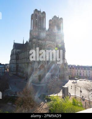 Sunset ariel view of Reims Cathedral Stock Photo - Alamy