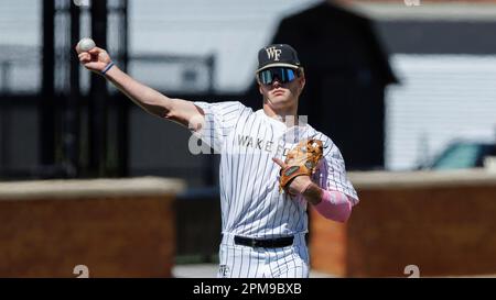 Wake Forest's Brock Wilken (25) makes a throw during an NCAA baseball ...