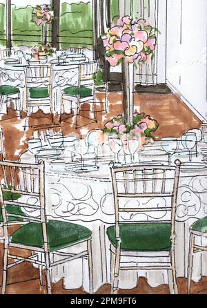 Interior sketch for a function suite Stock Photo - Alamy